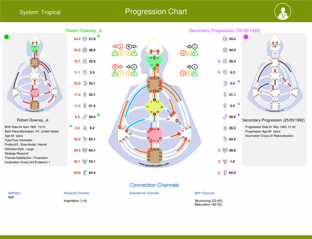 Progression Human Design Chart - Health Manifested